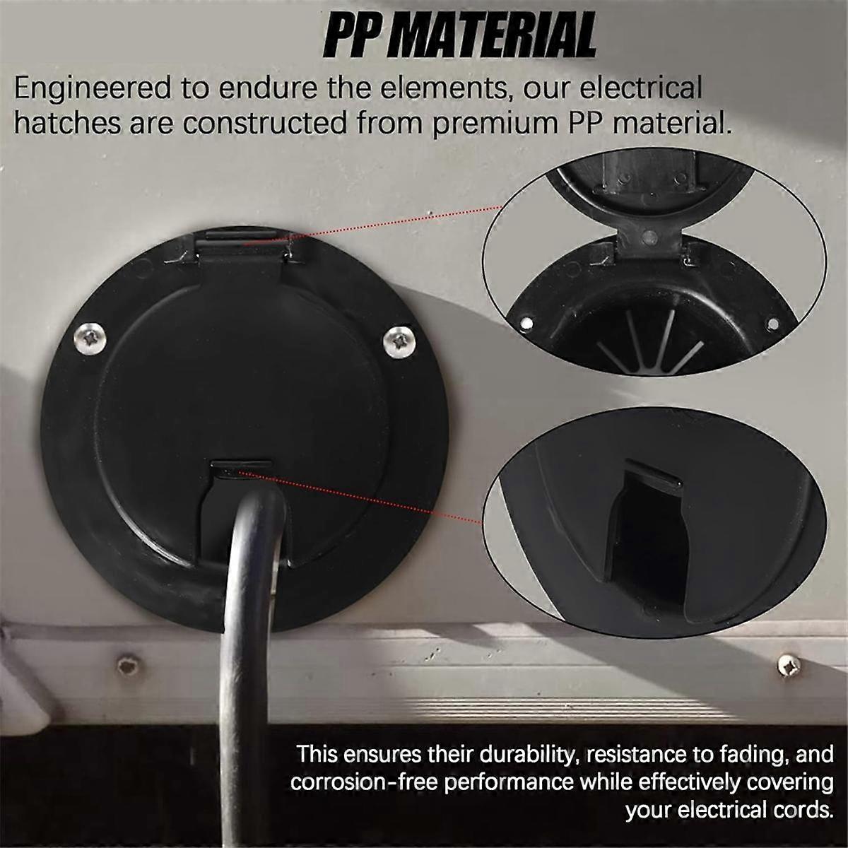 2-Pack, Black RV Hatch Covers Round Electric Cable Hatch for RV Trailer ...