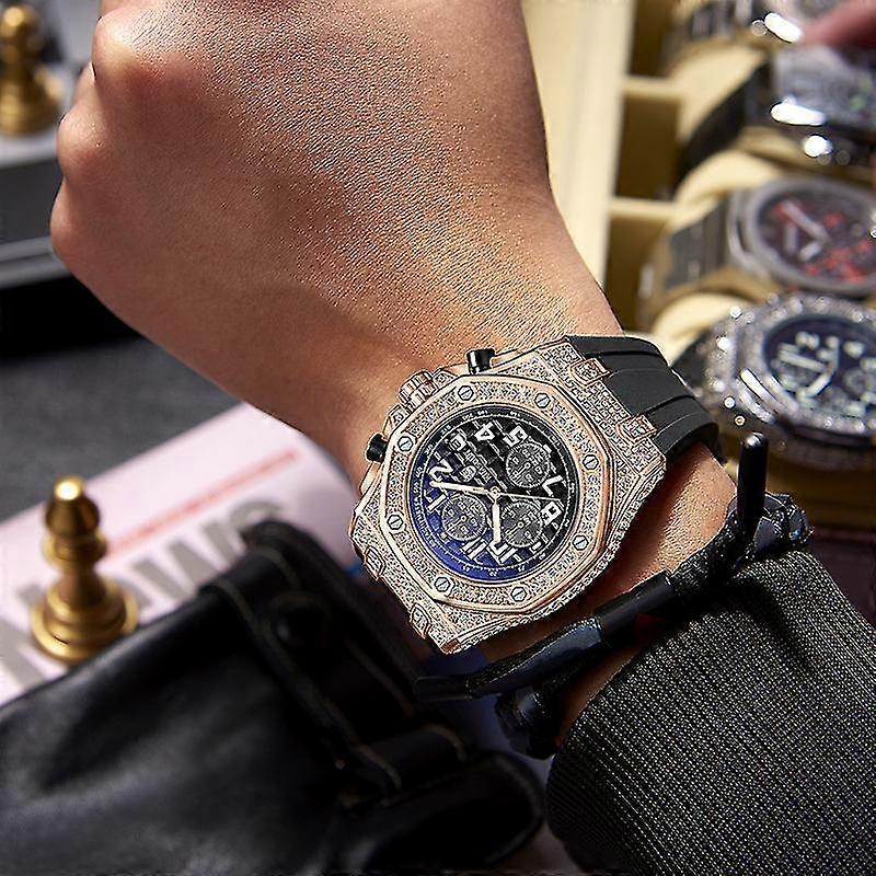 Brilliant starlight multi-function three-eye chronograph watch ...