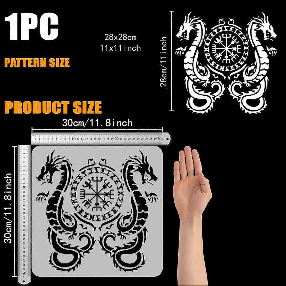 Viking Dragon Painting Large Stencil 11.8x11.8" Viking Compass Drawing ...