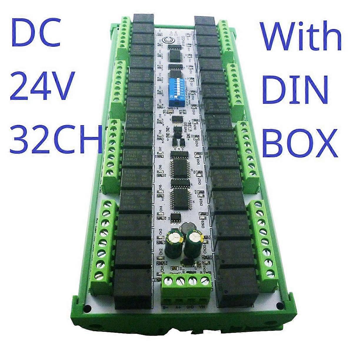 DC 12V 20A Easy to Install DIN Rail Box DIP Switch Setup Parameters 32CH Modbus RTU RS485 Relay ...