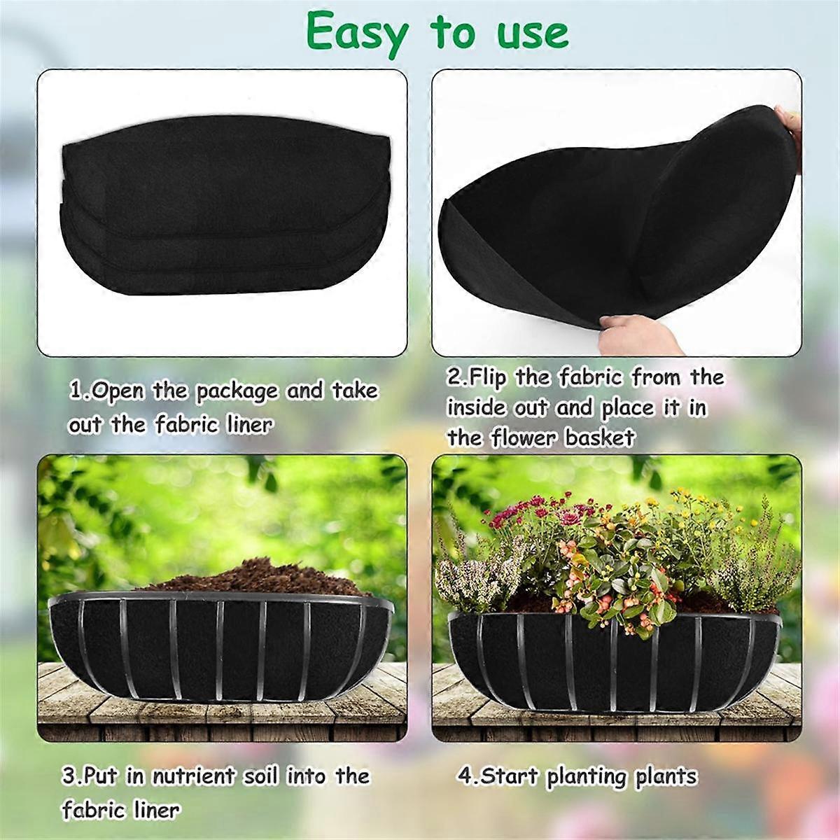 3PCS Planter Basket Liners Fabric Window Box Liners Felt Trough Planter ...