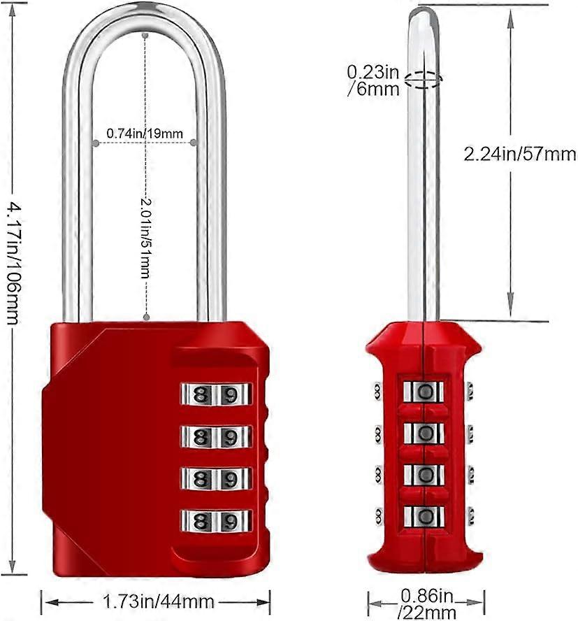 Long Code Locker Padlock 4 Digits, Large Code Padlock for Locker, Shed ...