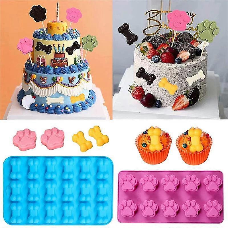 Silicone Molds Paw and Bone Molds (6 PCS) for Baking, Chocolate, Candy ...