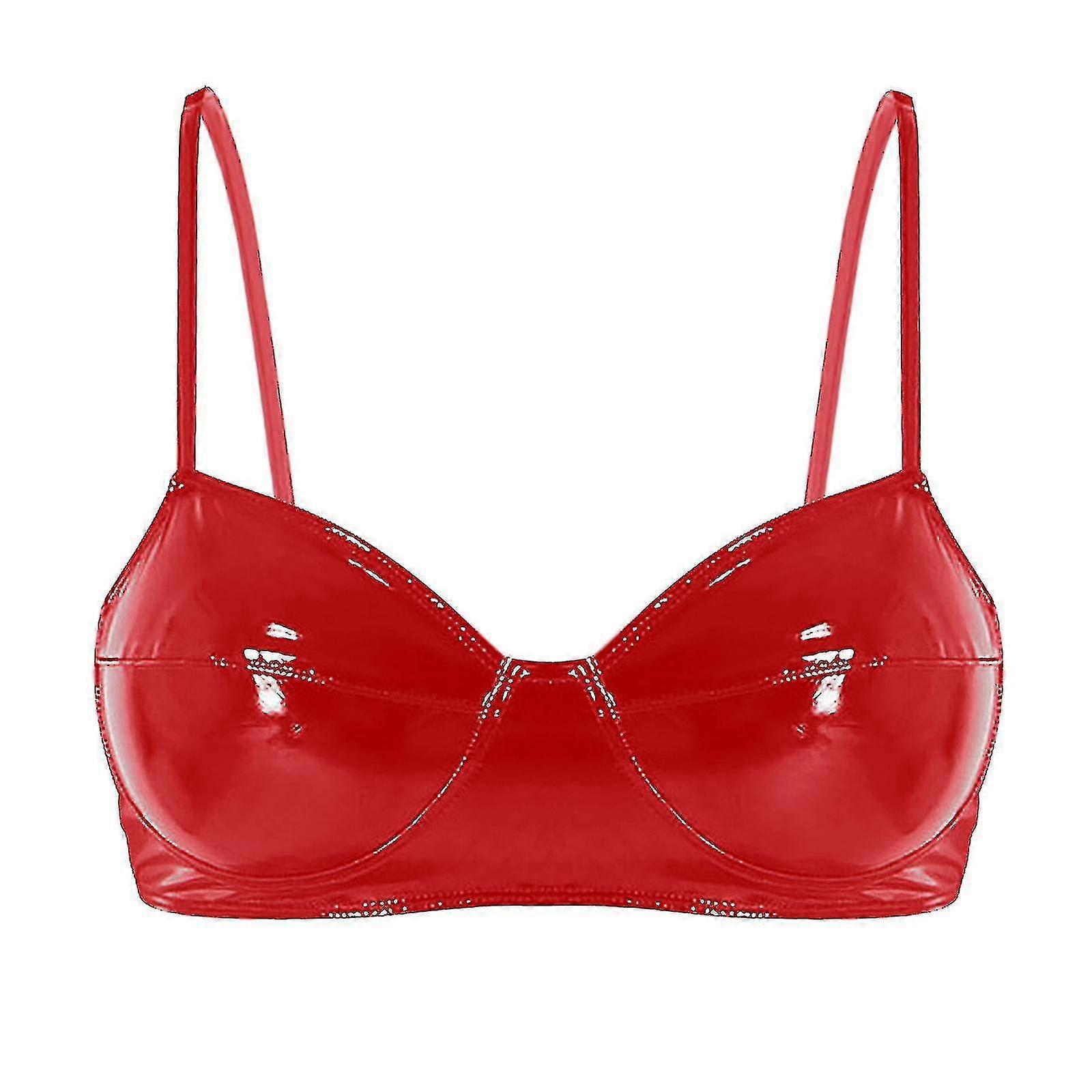 High Gloss Pvc Patent Leather Sexy Bra Leather Sexy Bra | Fruugo UK