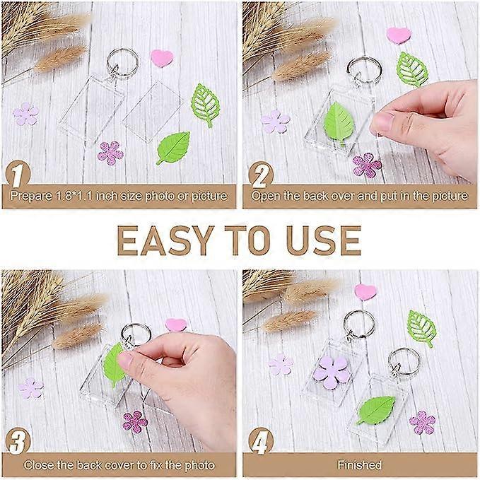 150 Pack Clear Acrylic Photo Picture Keychain Holder Rectangle Blank ...