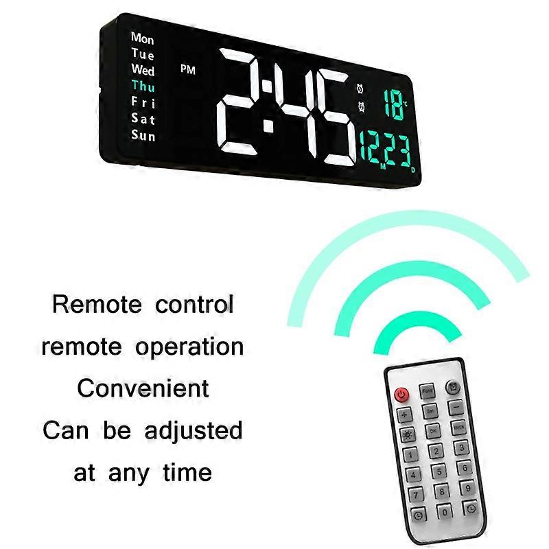 6626 LED Display Digital Clock, Color: Green Temperature 16 Inch Green ...