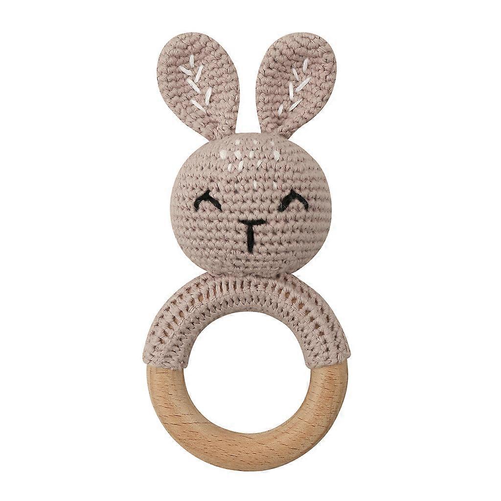 Bunny DIY Crochet Rabbit Baby Teether Newborn Bunny Rattle Toy Wooden ...