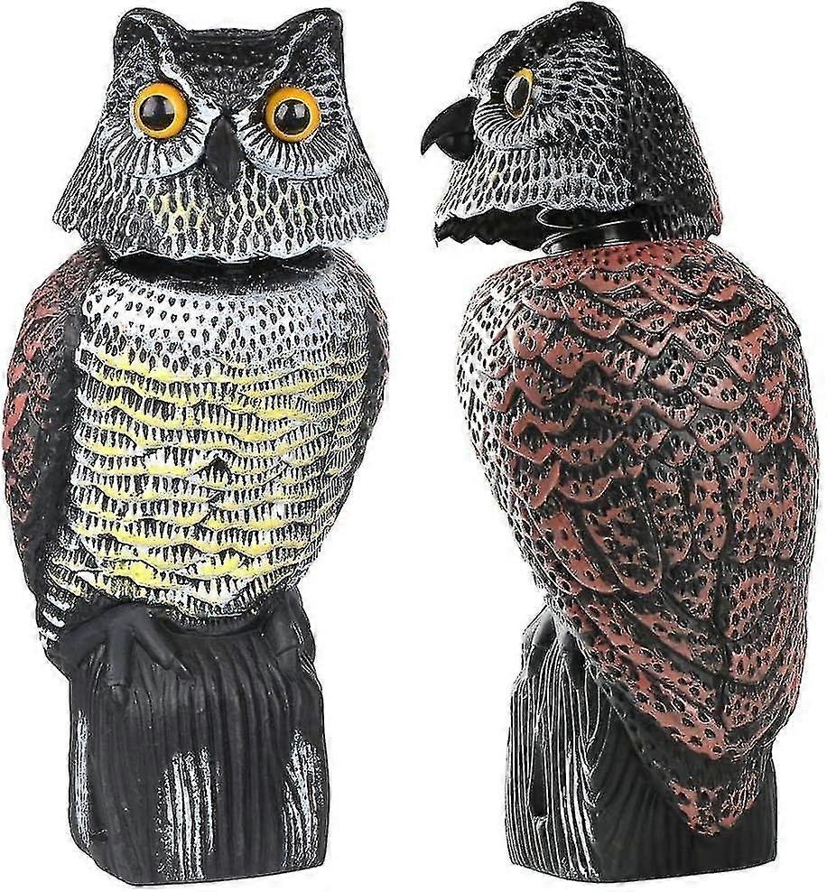Bird Scarecrow Owl 360 Rotate Head To Scare Birds Realistic Horrible ...
