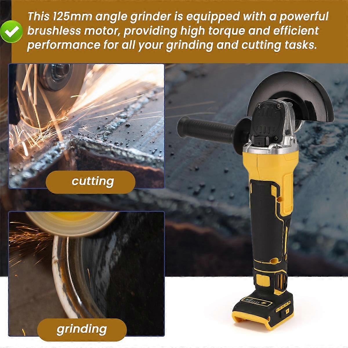 125mm Brushless Angle Grinder for 18V 20V Battery Cordless Grinding ...