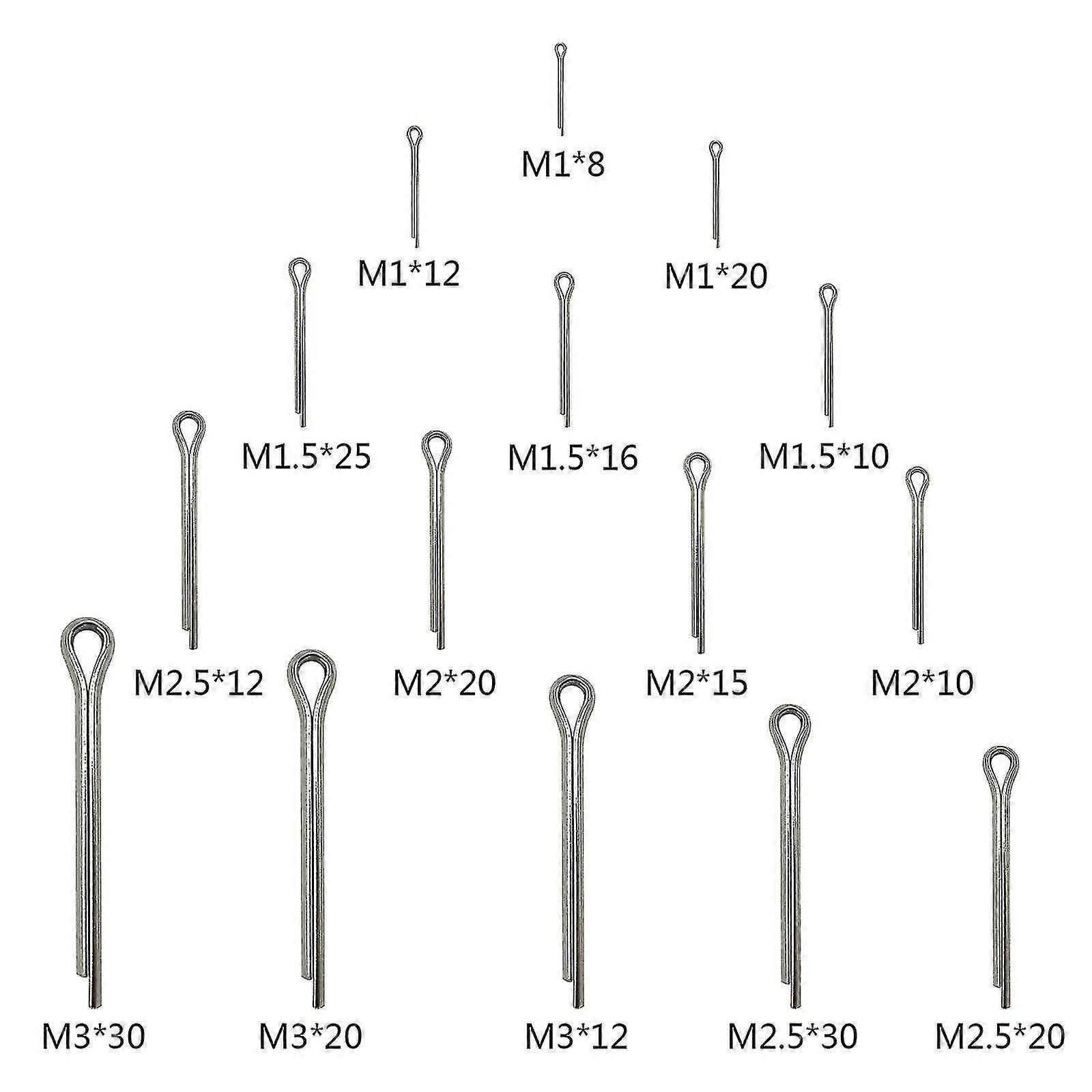 150 Pcs Cotter Pins Assortment, M1 M1.5 M2 M2.5 M3 Split Pins Assorted ...