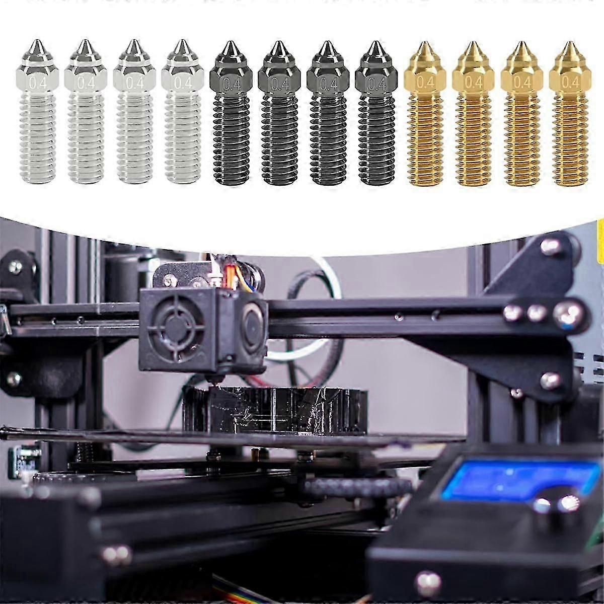 Nozzles Kit 0.4mm 3d Printer 4pc Hardened Steel Nozzle+ 4pcs Copper ...