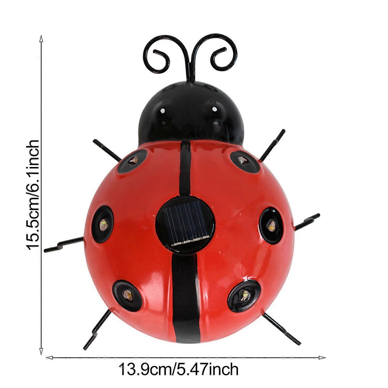 2 Pcs Garden Ladybug Solar Lights Metal Ladybug Figurines Outdoor Decor ...