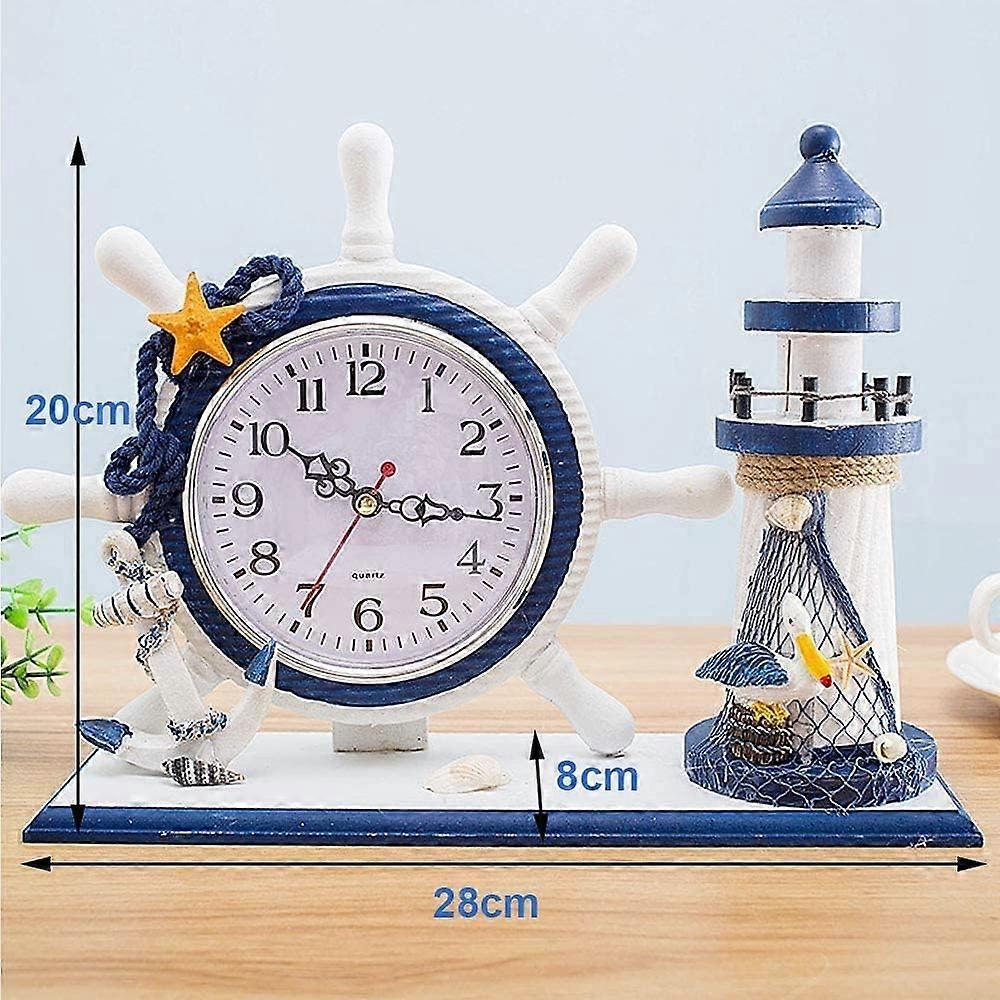 Nautical Desk Clock, Mediterranean Style, Wooden Boat Anchor Design ...
