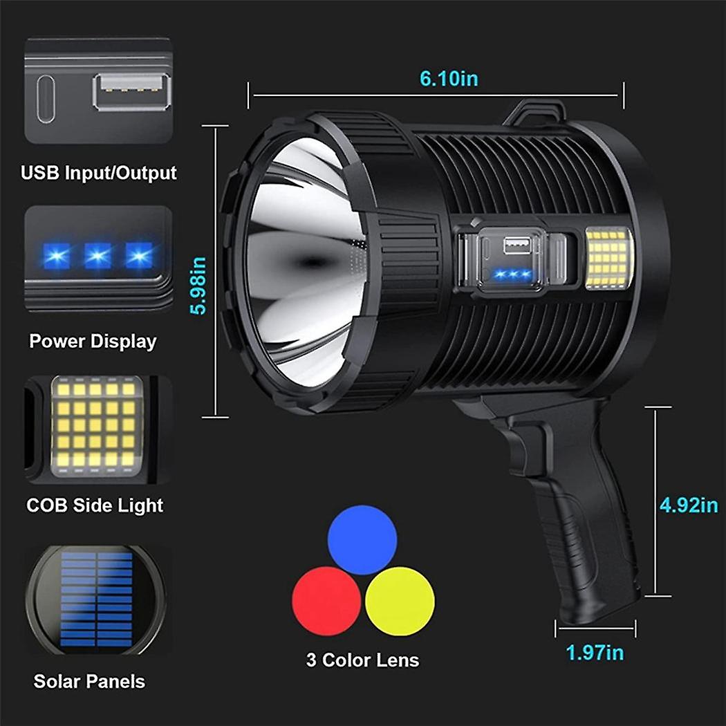 Rechargeable Spotlight,100000 Led Spot Lights Handheld Flashlight Super ...