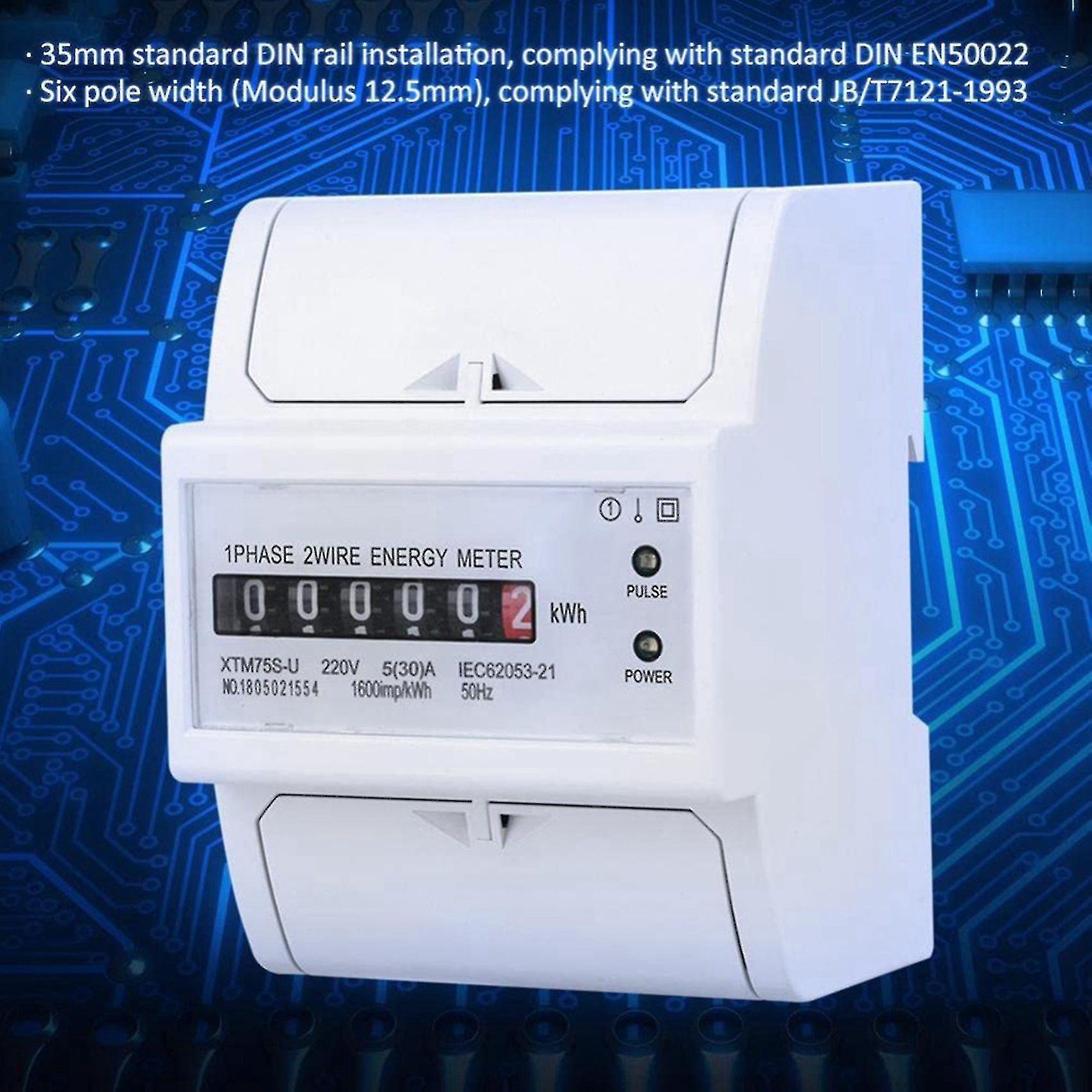 5x 220v Din-rail Electric Meter, Digital 1 Phase Electric Meter 2 Wire ...