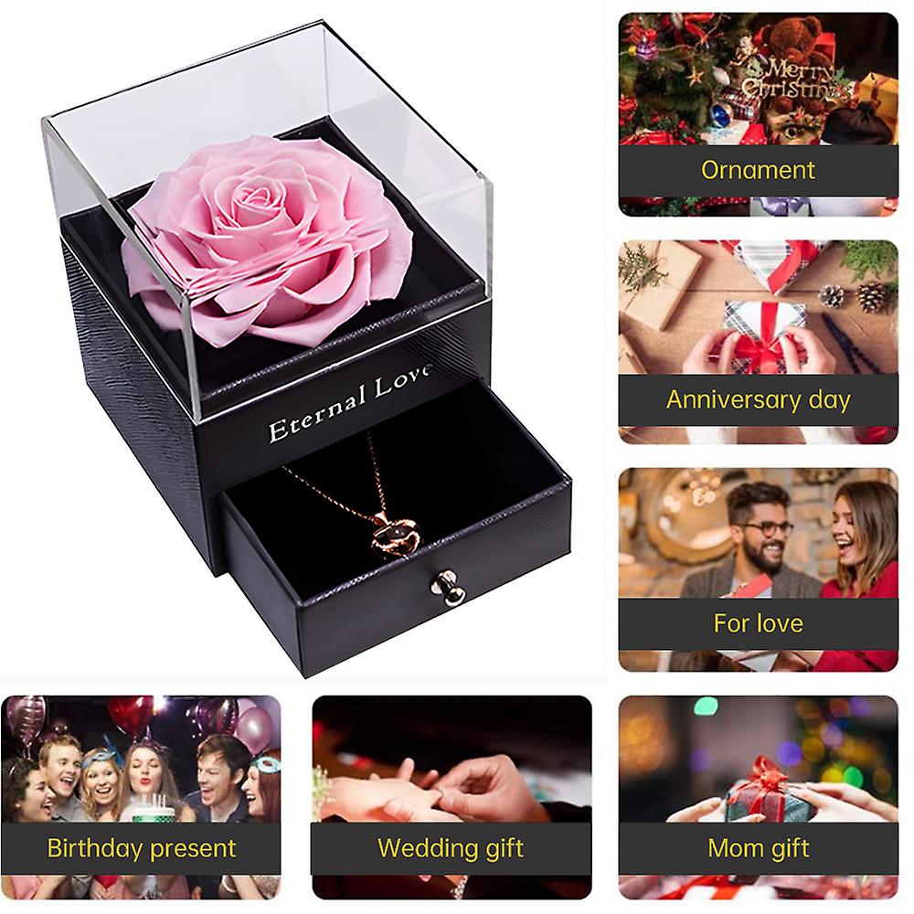 Eternal Rose Box With Necklace Preserved Flowers Rose | Fruugo UK