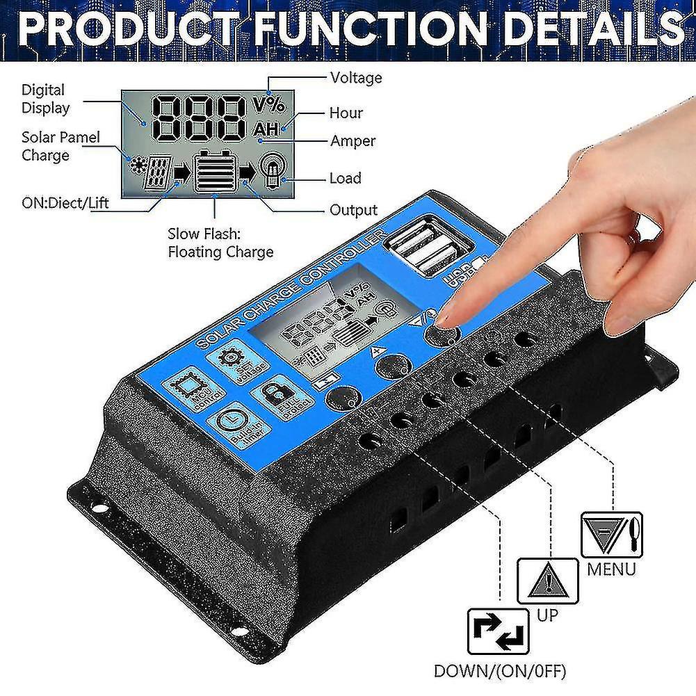 2 Pcs 30a Solar Battery Controller 12v/24v Solar Panel Charge ...