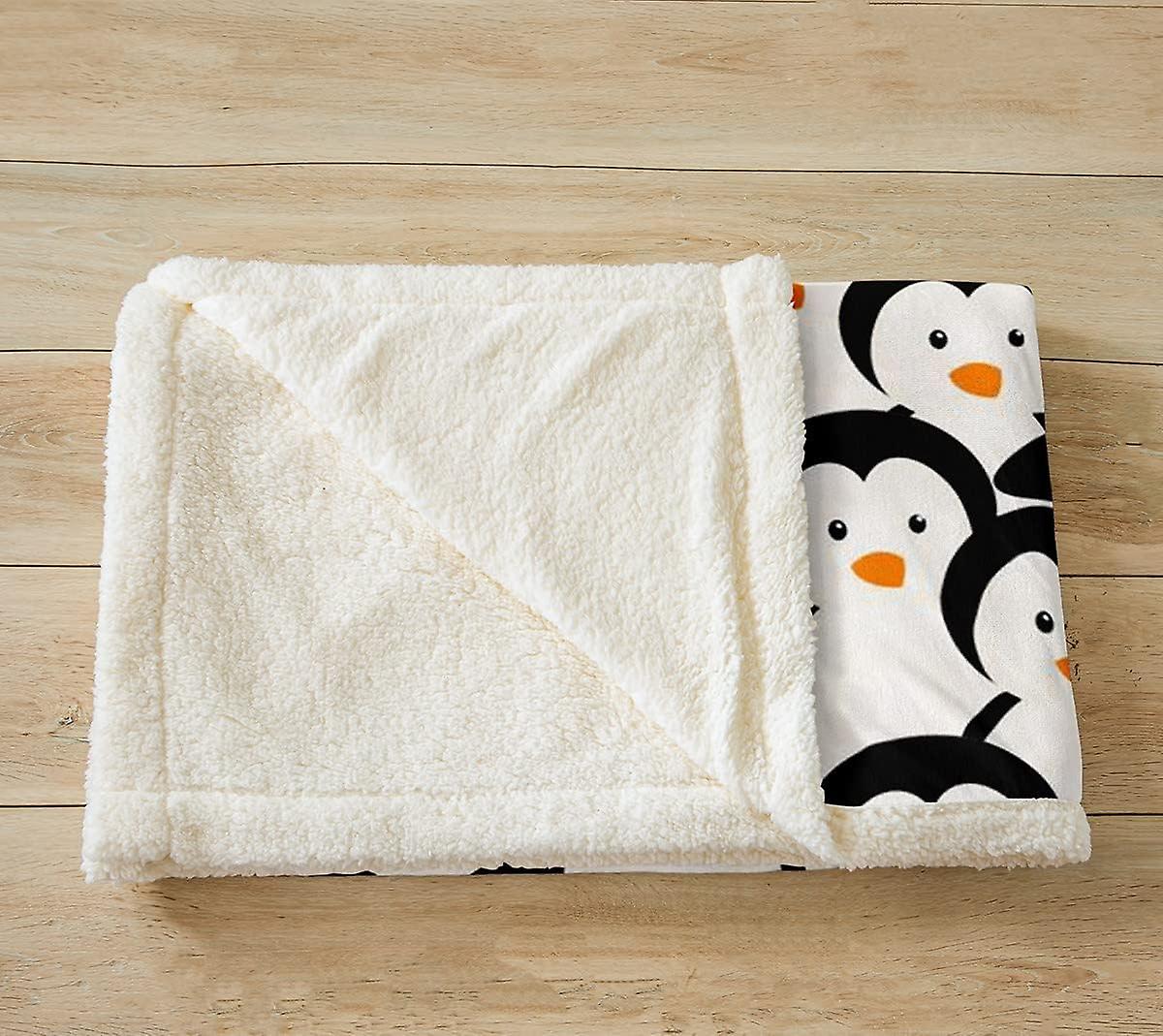 Pingvin Sherpa Filt Tecknad Pingvin Fleece Kasta Filt för barn Pojkar ...