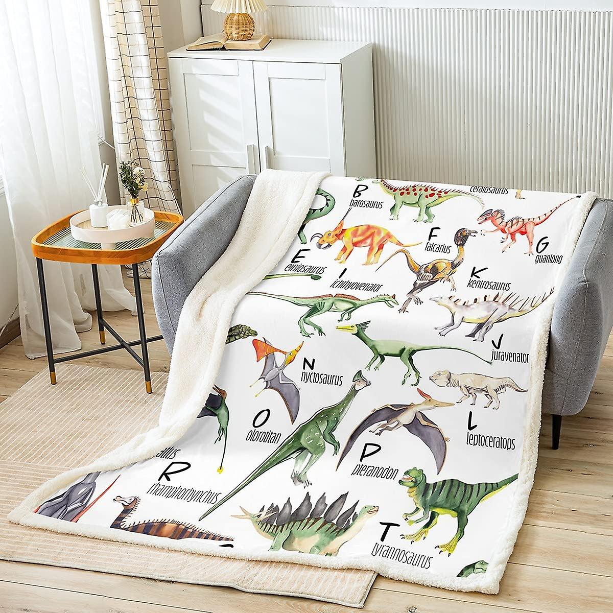 Dinosaur Throw Blanket Kids Cartoon Dino Collection Sherpa Blanket for ...