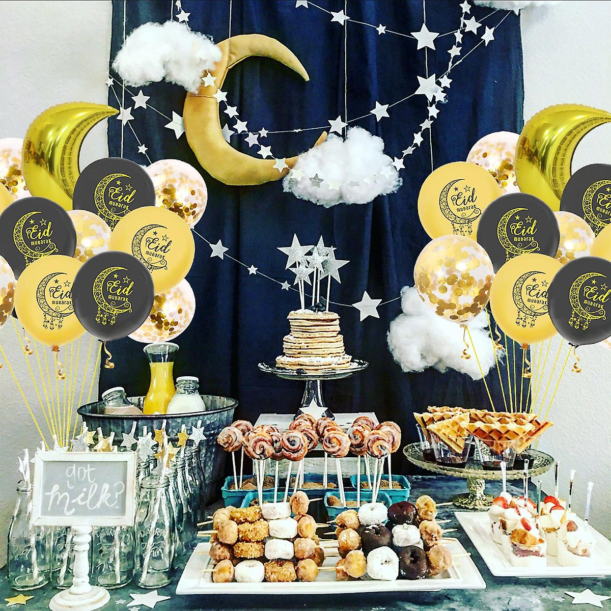 Eid Mubarak Plates Banner Balloon Tableware Ramadan Decoration 2023 ...