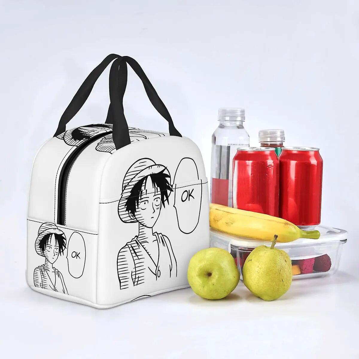 Custom Anime One Pieces Luffy Lunch Bag Warm Cooler Insulated Lunch Box ...