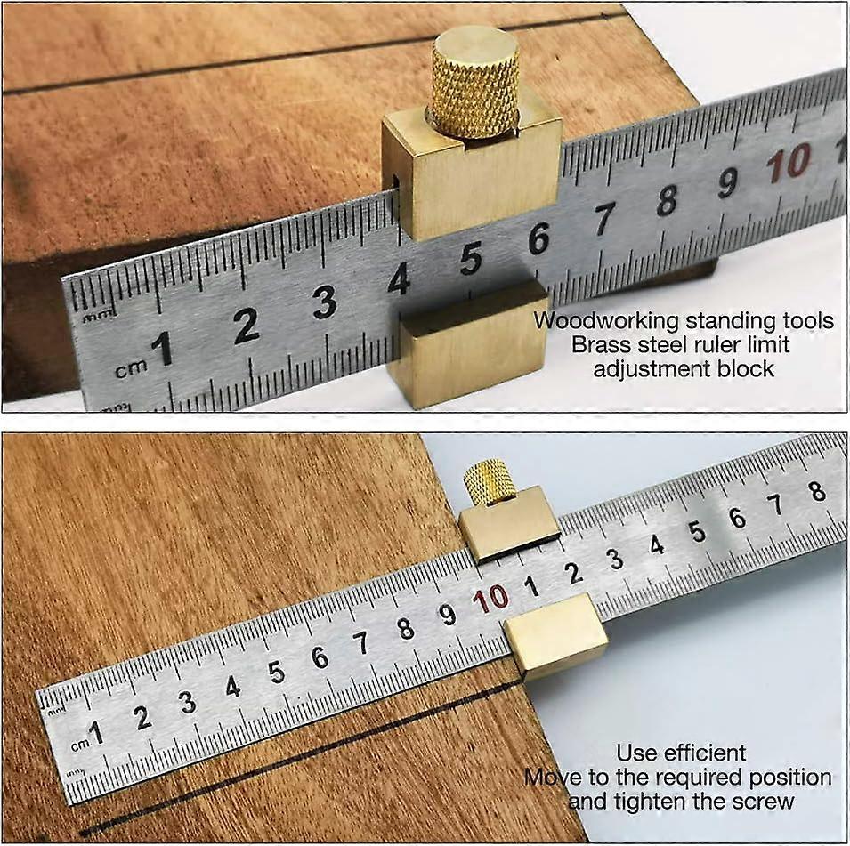 Ruler Tool Brass Steel Block Ruler, Marking Gauge, Stop Ruler, 30 cm Marking Ruler, Brass Ruler ...