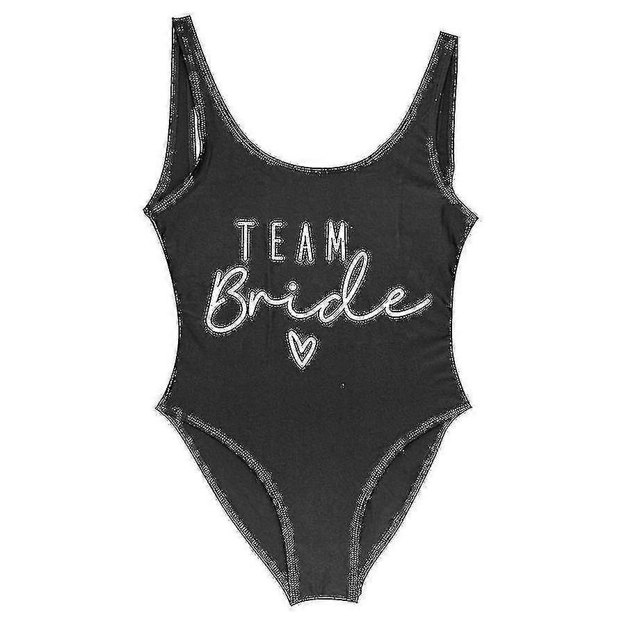 S3xl Gold Print Team Bride Onepiece Swimsuit Squad Women Swimwear ...