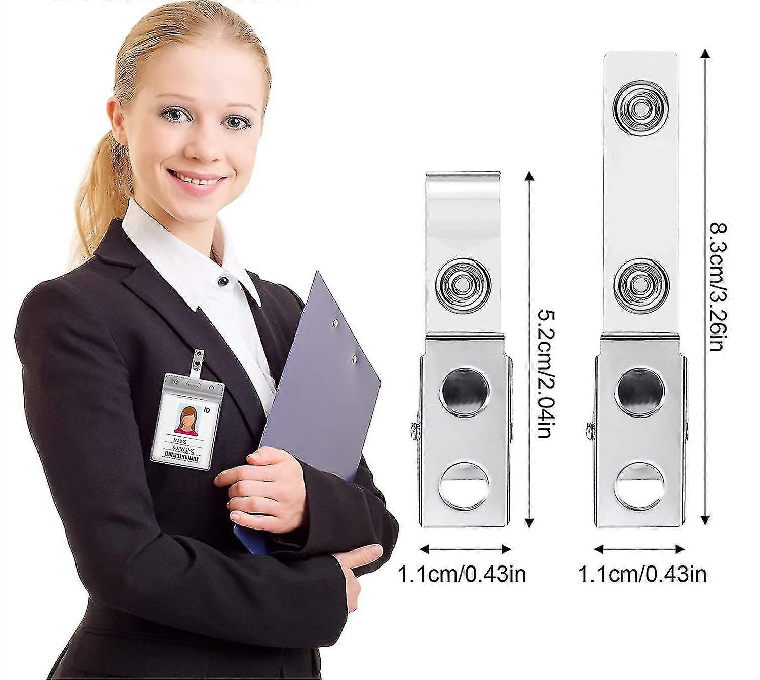 Metal Badge Clips Double Hole Metal Badge Clips With Clear Pvc Straps ...