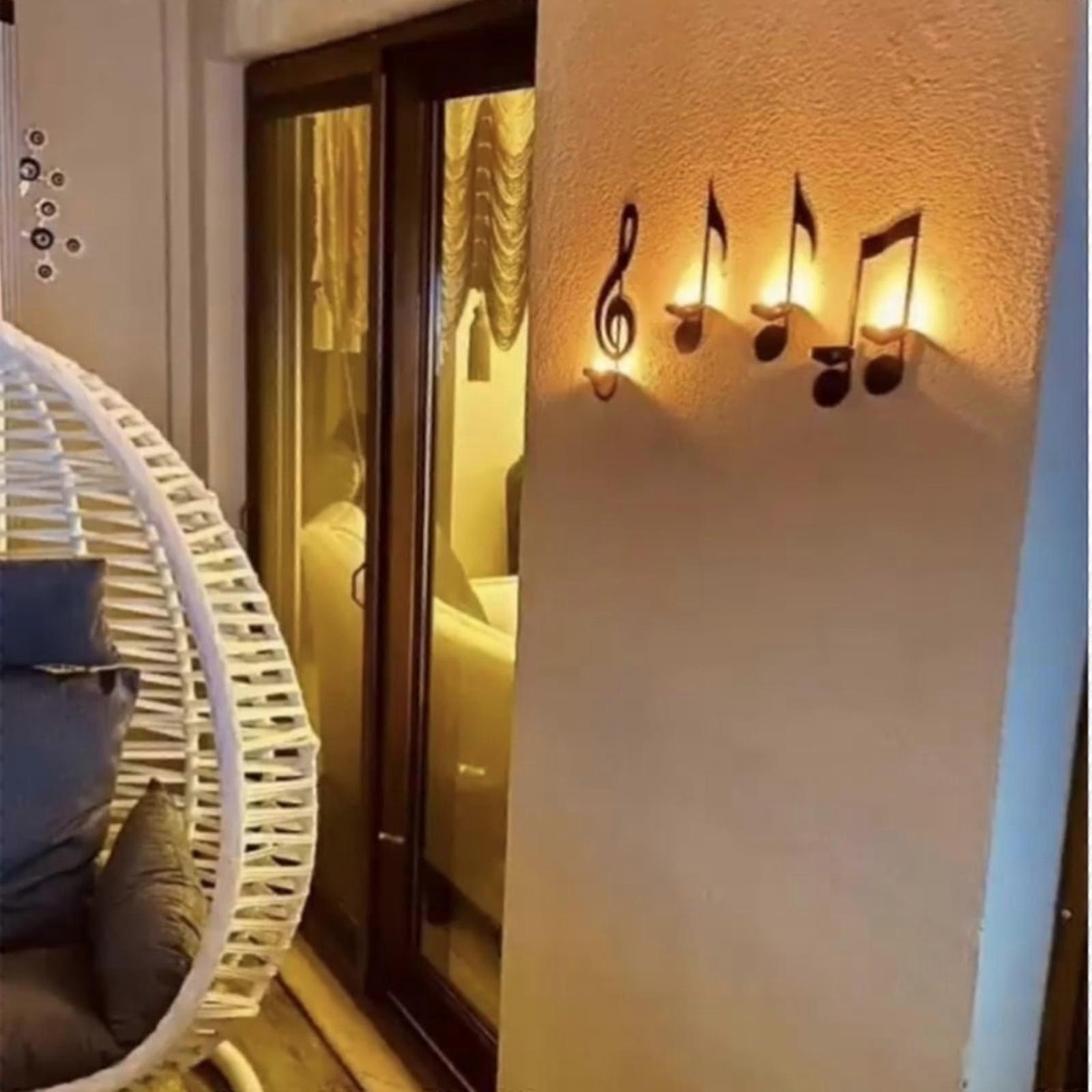 4PC Black Music Note Wall Sconce Music Note Candle Holder Wall Decor ...