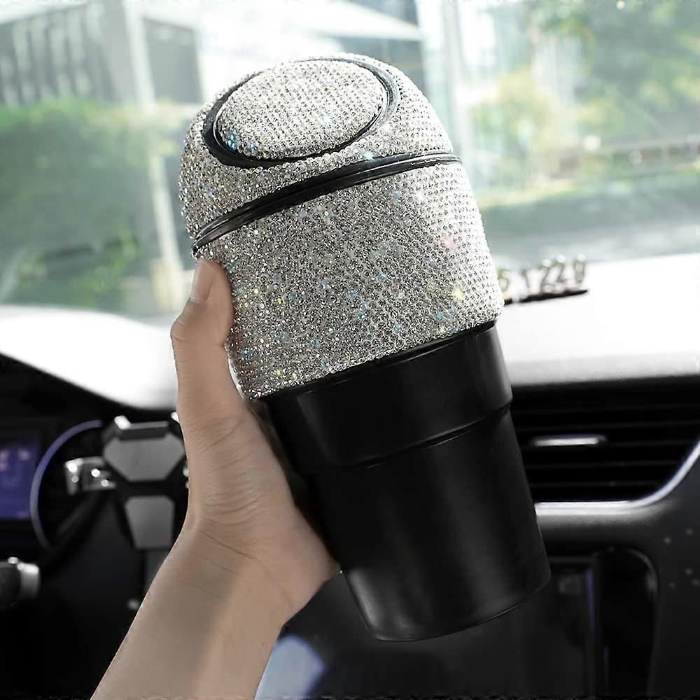 Bling Rhinestone Auto Garbage Can, Bling Car Trash Can with Lid, Mini ...