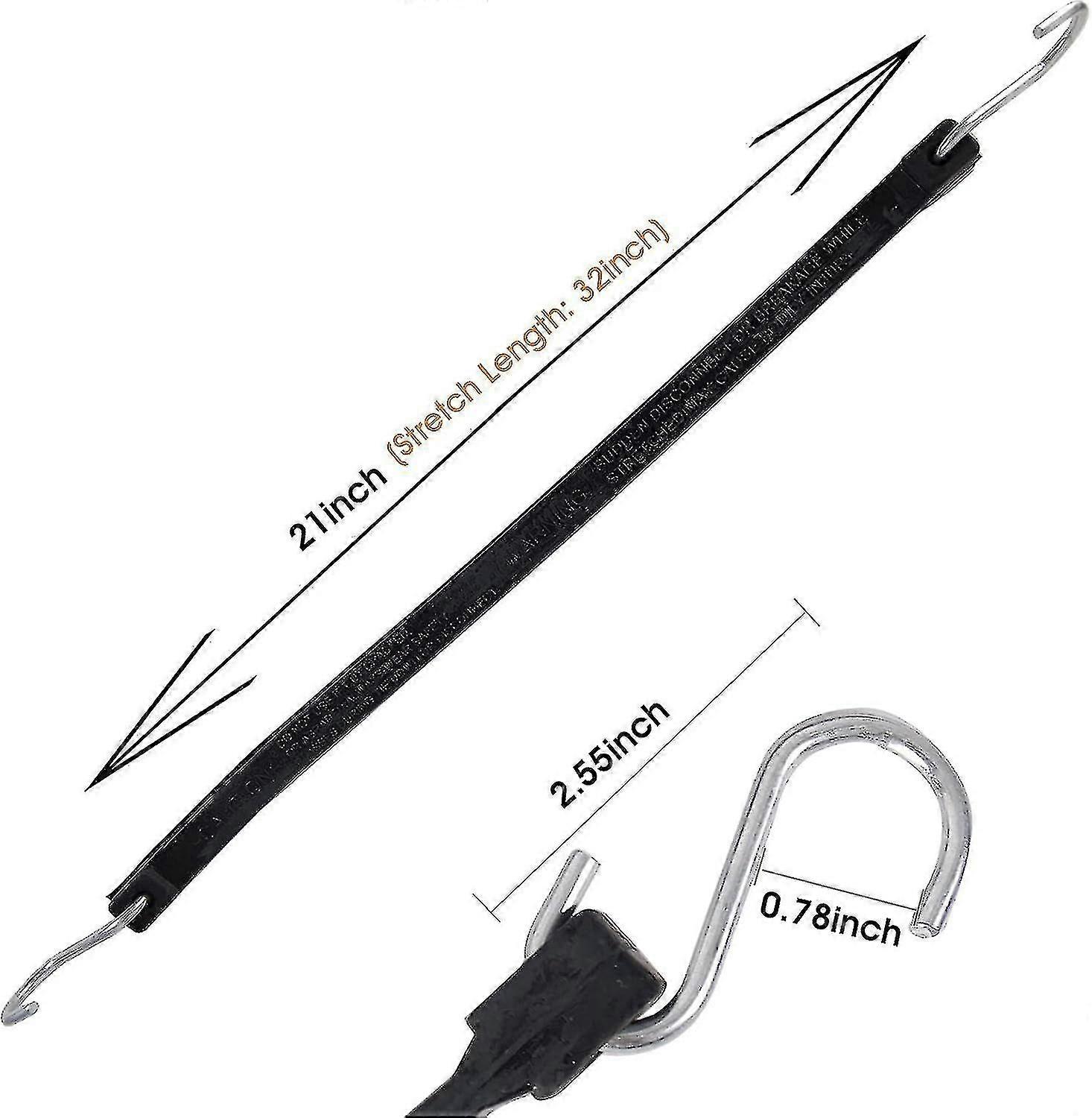 20 Pack 21' Adjustable Rubber Tarp Straps, Epdm Bungee Cords With Hooks ...