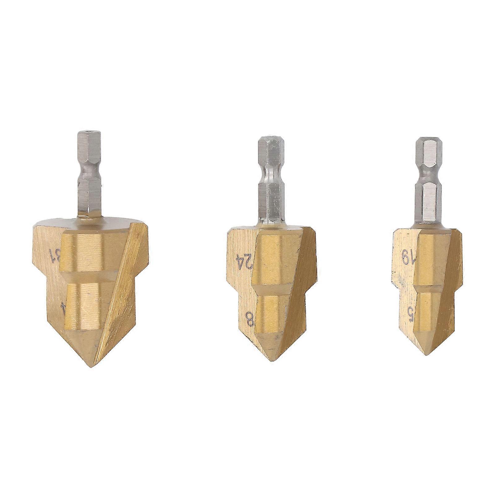 3PCS Set Pipe Reaming Drill Bit Set Hex Shank PPR High Speed Steel Pipe ...