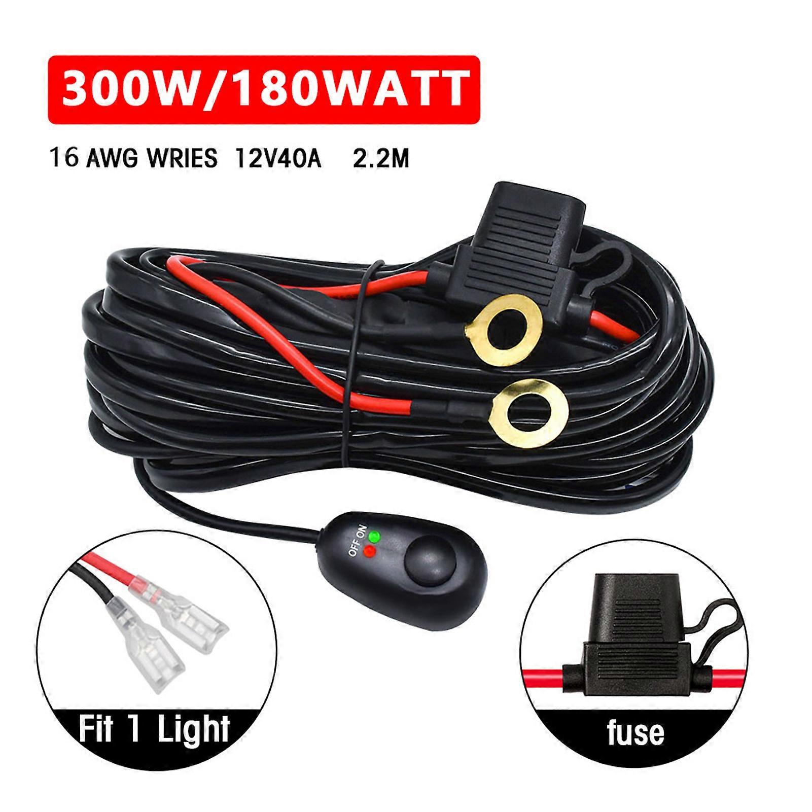 LED Light Bar Wiring Harness Kit, 300W 2 Leads 16 AWG Universal LED ...