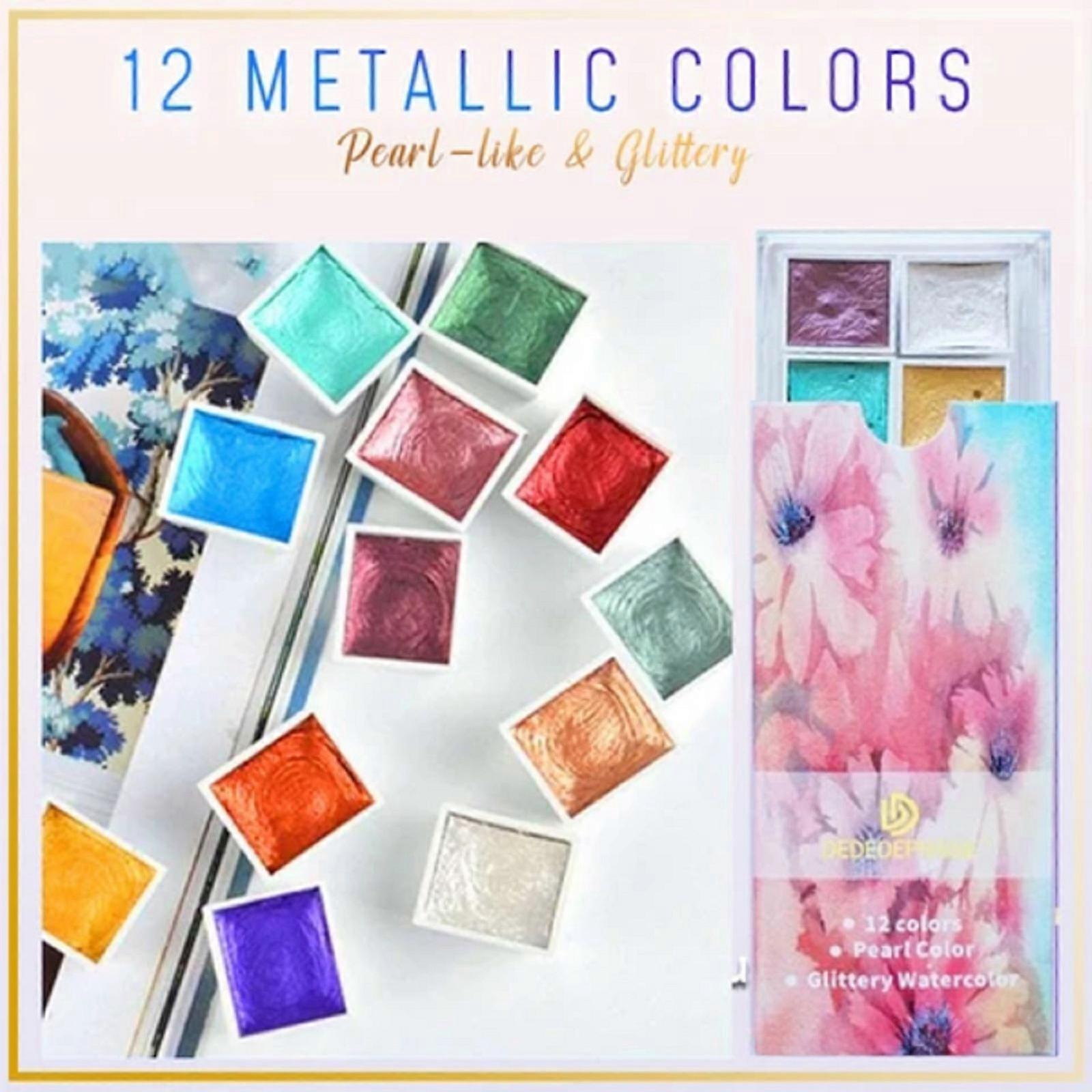 12 Color Metal Watercolor Painting Pigment Transparent Subpackage Set ...