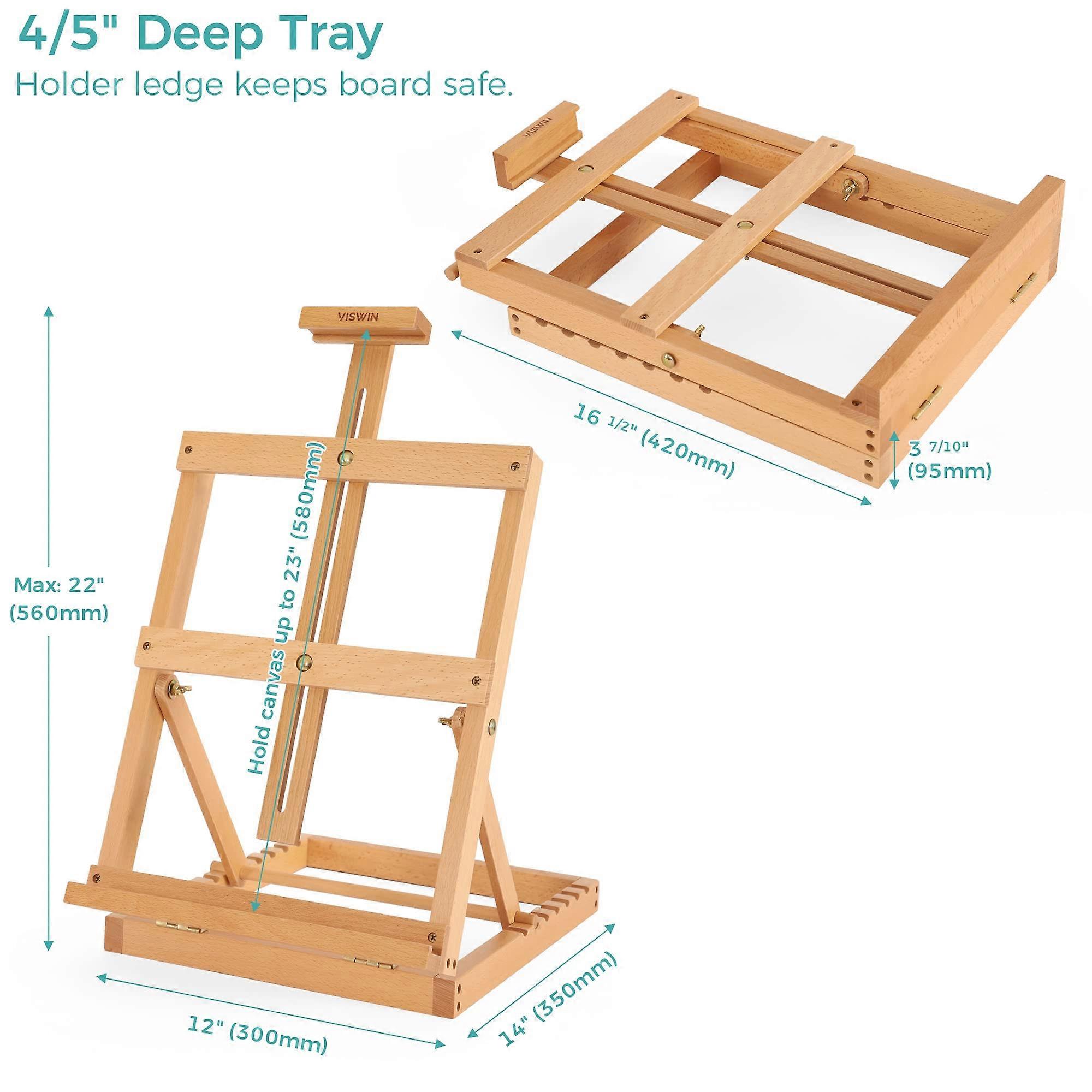 Heavy Duty Wooden H-Frame Tabletop Easel Holds Canvas up to 23 ...