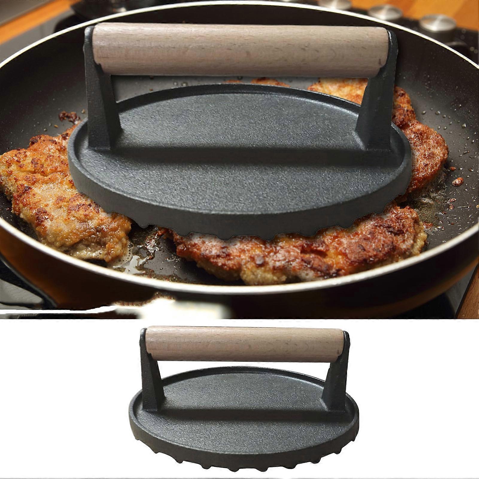 Cast Iron Beef Press Board Perfect for Burgers Steaks Sandwiches with ...