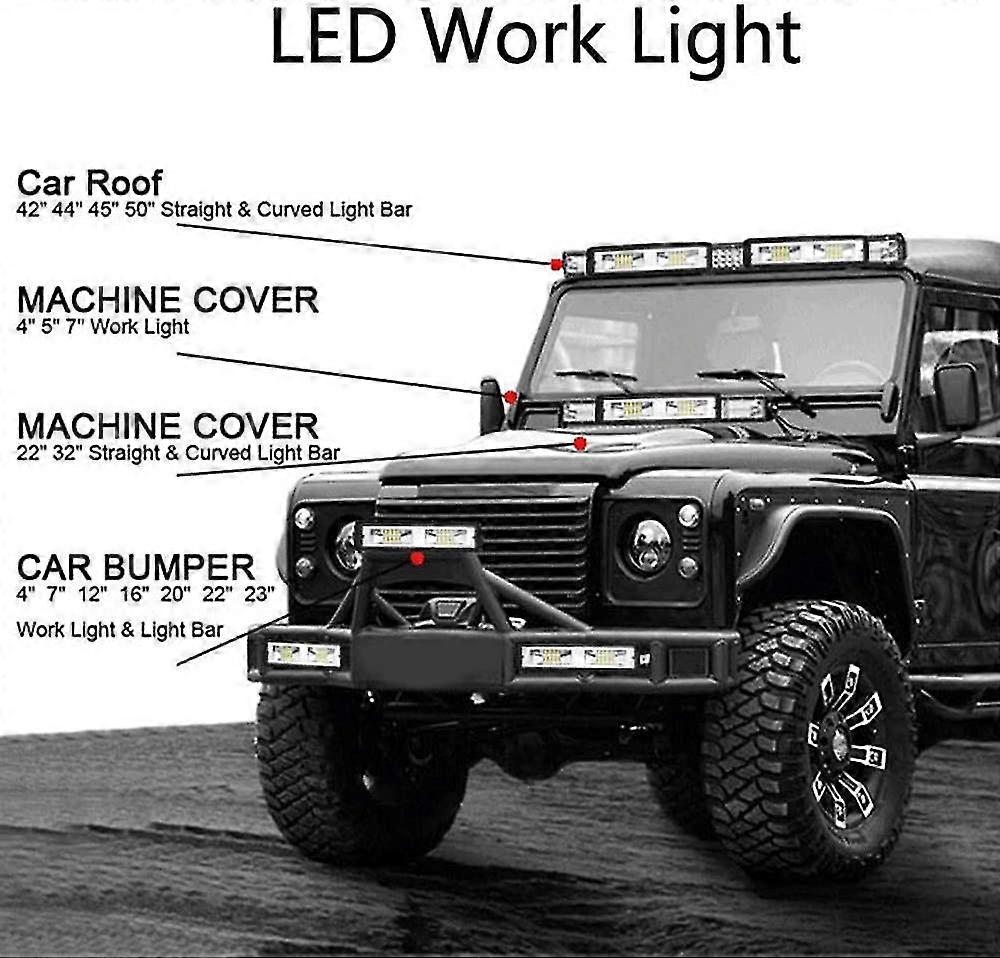 2 X 12v 24v Led Work Light 16 Led 48w Work Light, Ip67 Waterproof Depth ...