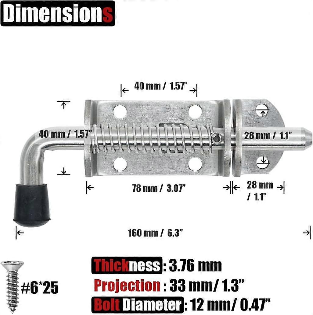 Spring Loaded Barrel Bolt Latch, Heavy Duty 304 Stainless Steel ...