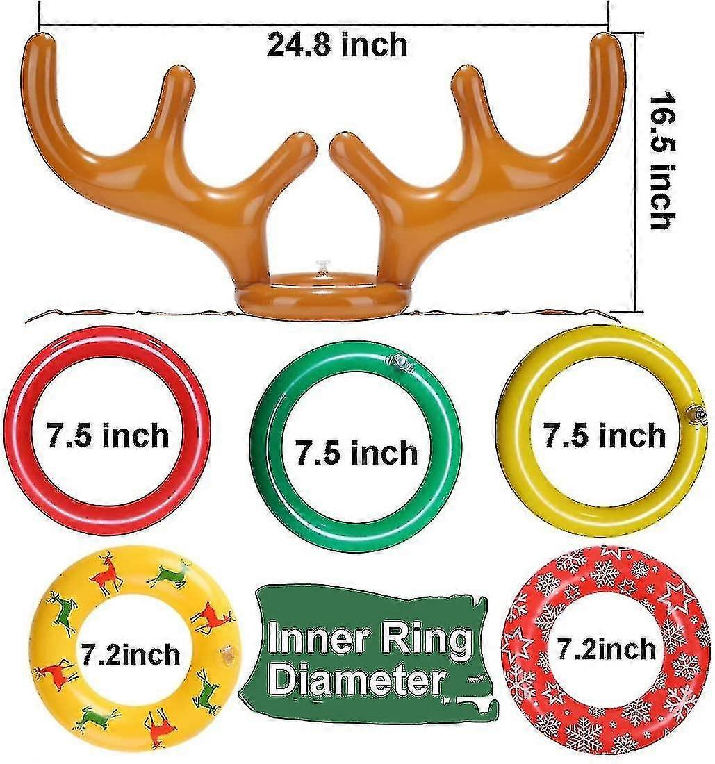 2 Sets Inflatable Reindeer Antler Ring Toss Game Christmas Tree Santa ...