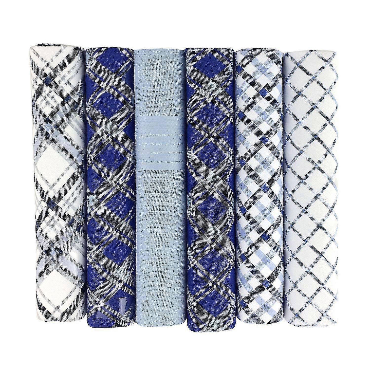 6 Pack Mens/gentlemens Checked Handkerchiefs, 100% Cotton In A Gift Box ...
