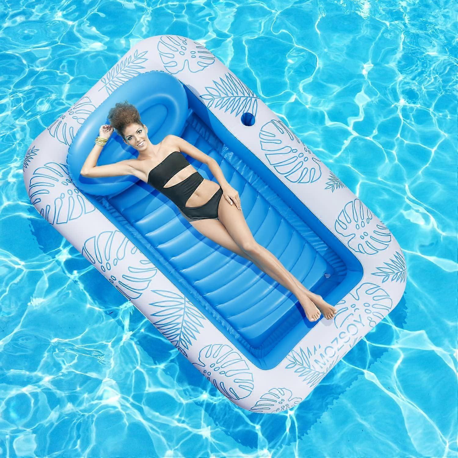 Inflatable Pool Floats Tanning Pool Lounger Float, 4 in 1 Sun Tan Tub ...