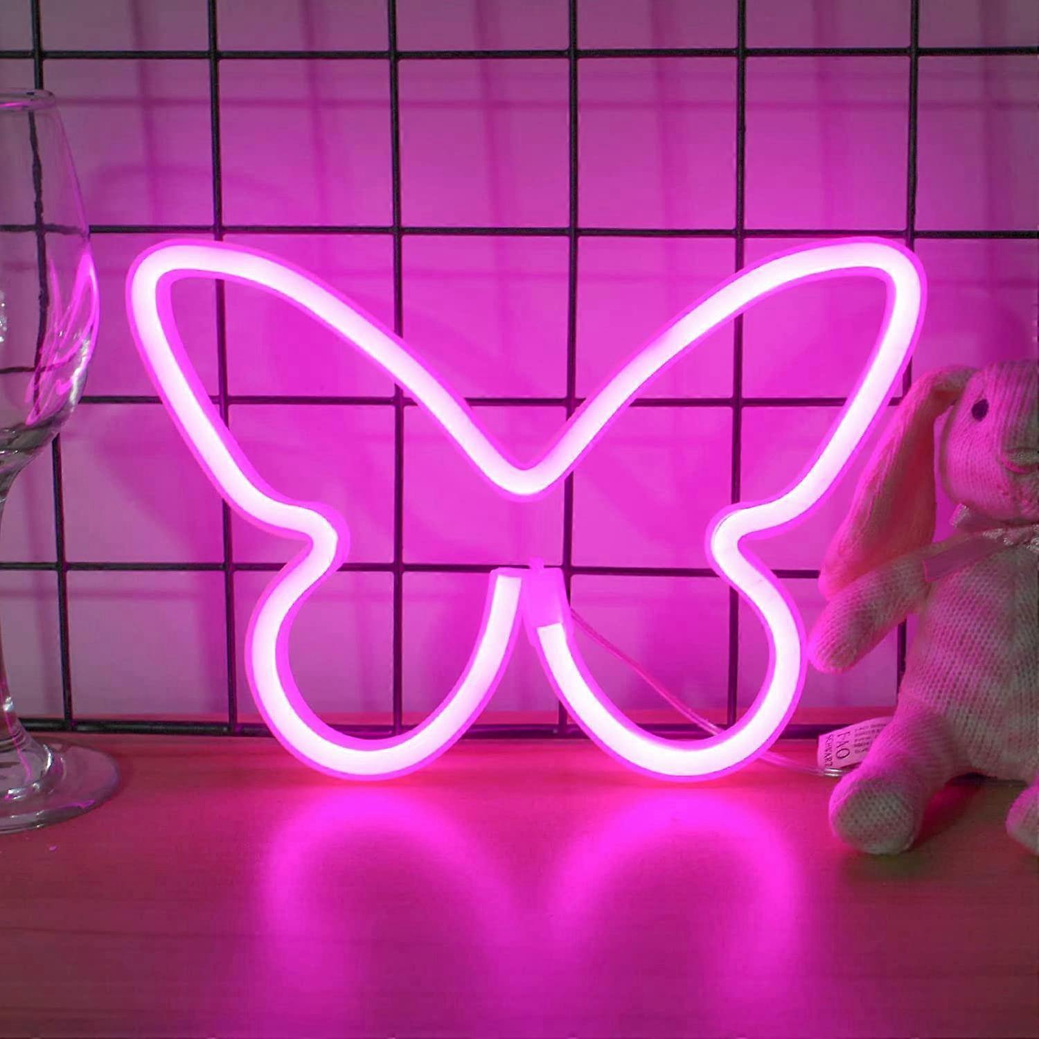 Pink Butterfly Neon Sign, Battery Operated or USB Powered LED Neon ...