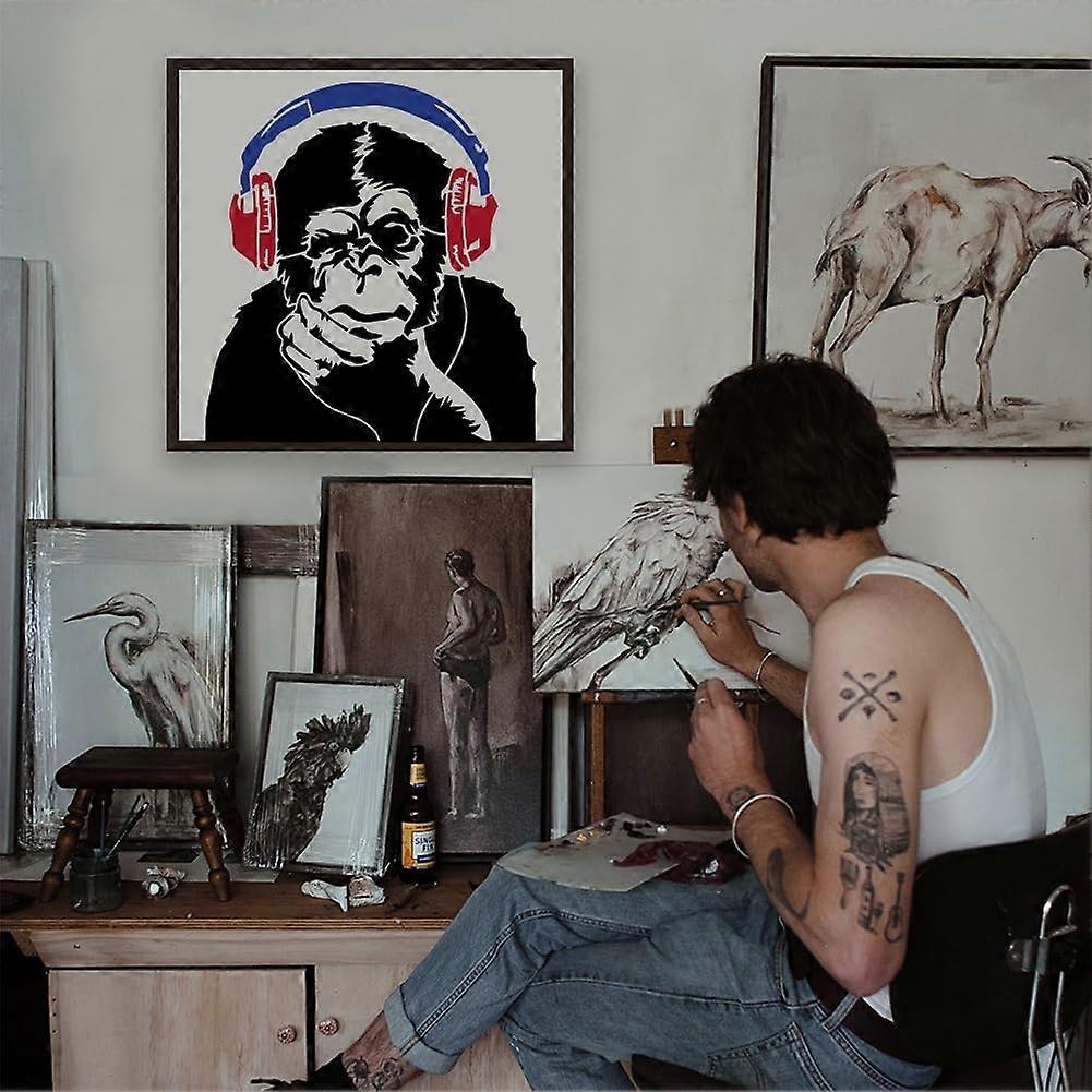 Thinking Monkey Stencil for Painting 11.8x11.8 inch Banksy Thinking ...