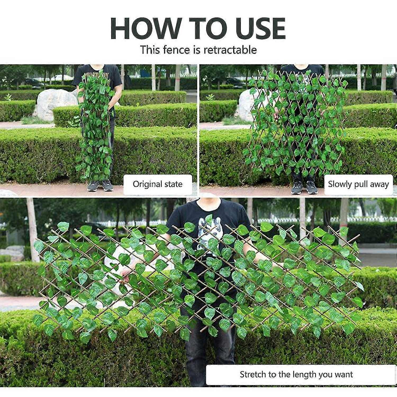 Simulation Fence Fence Telescopic Fence Fake Flowers Green Leaves ...