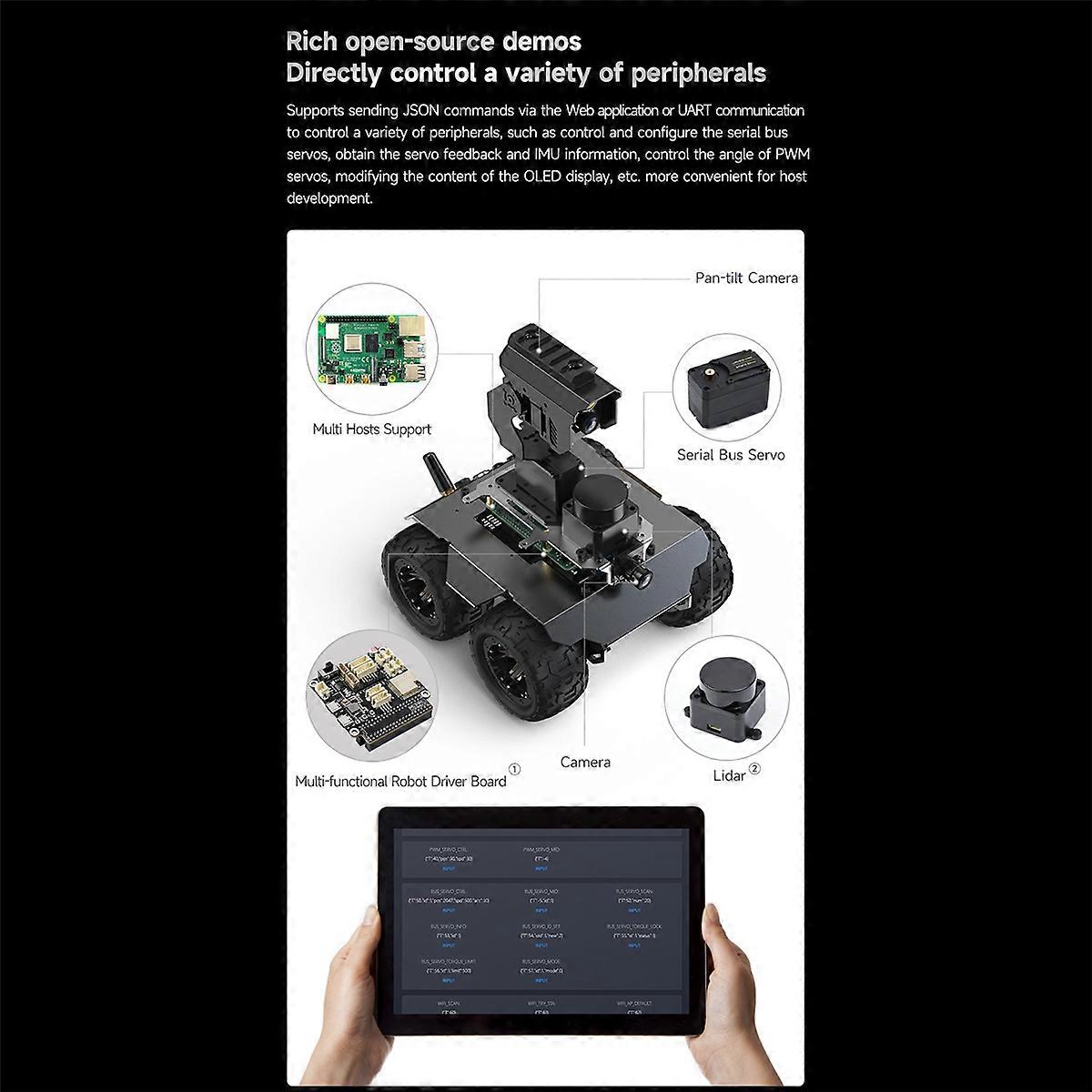 WAVE 4WD Mobile Robot Chassis Car Support Onboard ESP32 Module for 4B ...