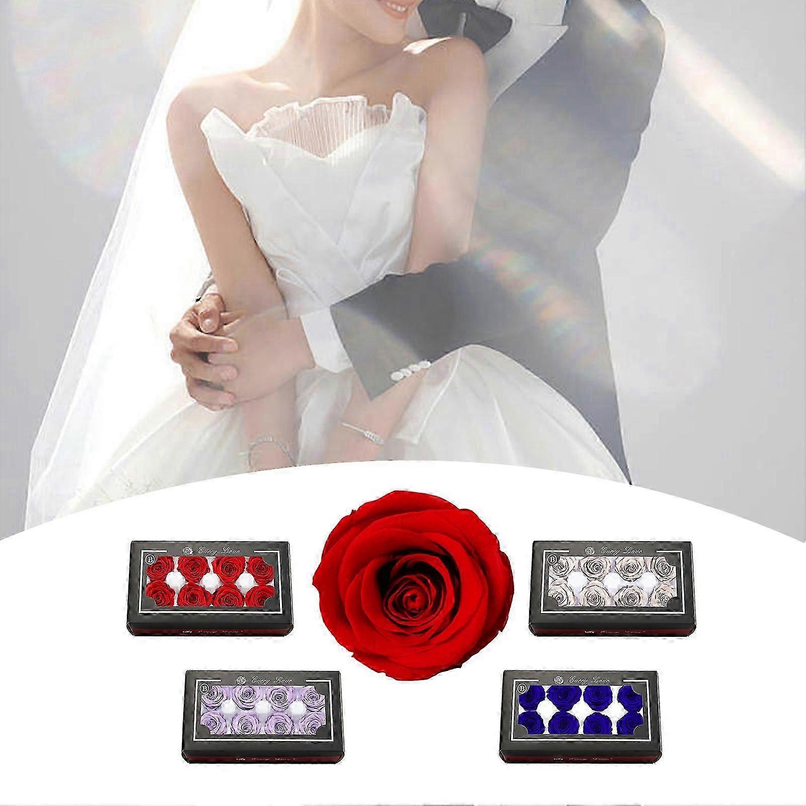 8Pcs Eternal Rose Flowers Vibrant Color Natural-Looking Forever Blossom ...