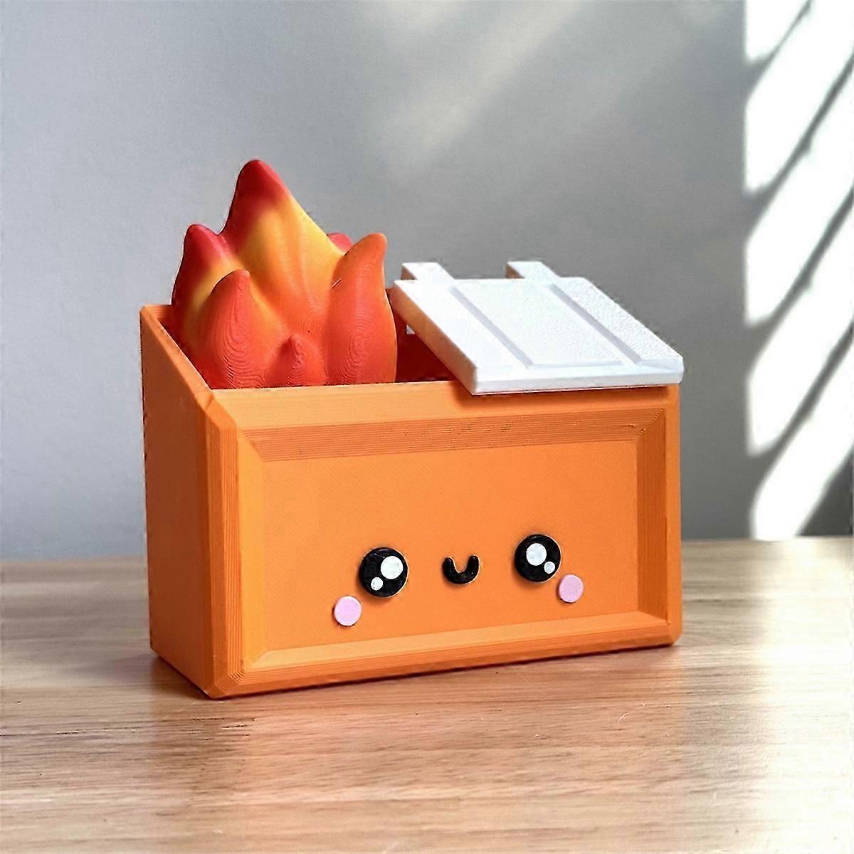 3D Printed Dumpster Fire Desktop Figurine Fun Accessory Ornament ...