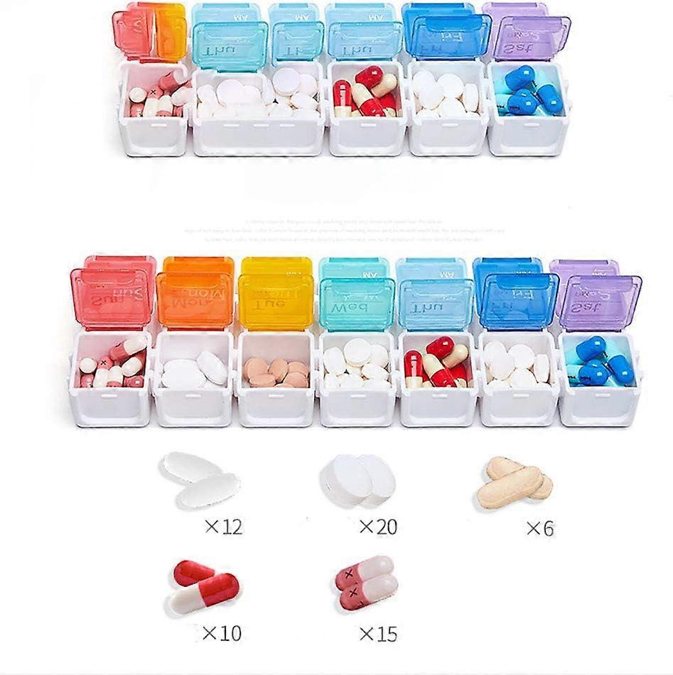 Weekly Pill Organizer with Timer Reminder, 7-Day AM PM Detachable Pill ...
