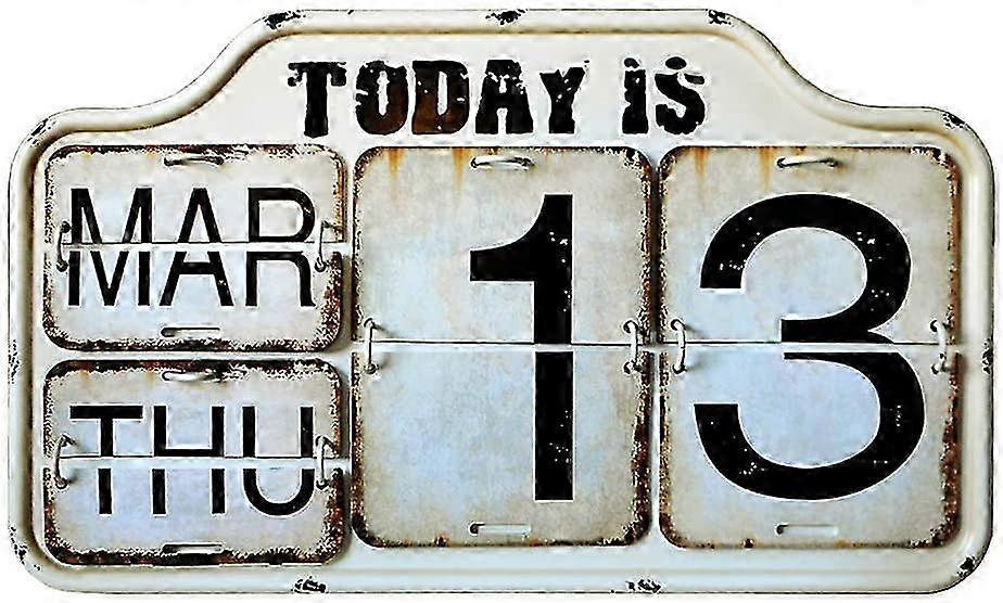 Shabby Chic Metal Perpetual Flip Calendar Permanent Calendar Square ...