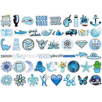 50 Pcs Blue Cute Stickers, Aesthetic Stickers, Cute Stickers, Vinyl ...
